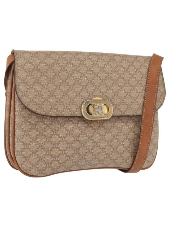 Celine | Bags | Authentic Celine Macadam Canvas Shoulder Bag Pvc Beige ...